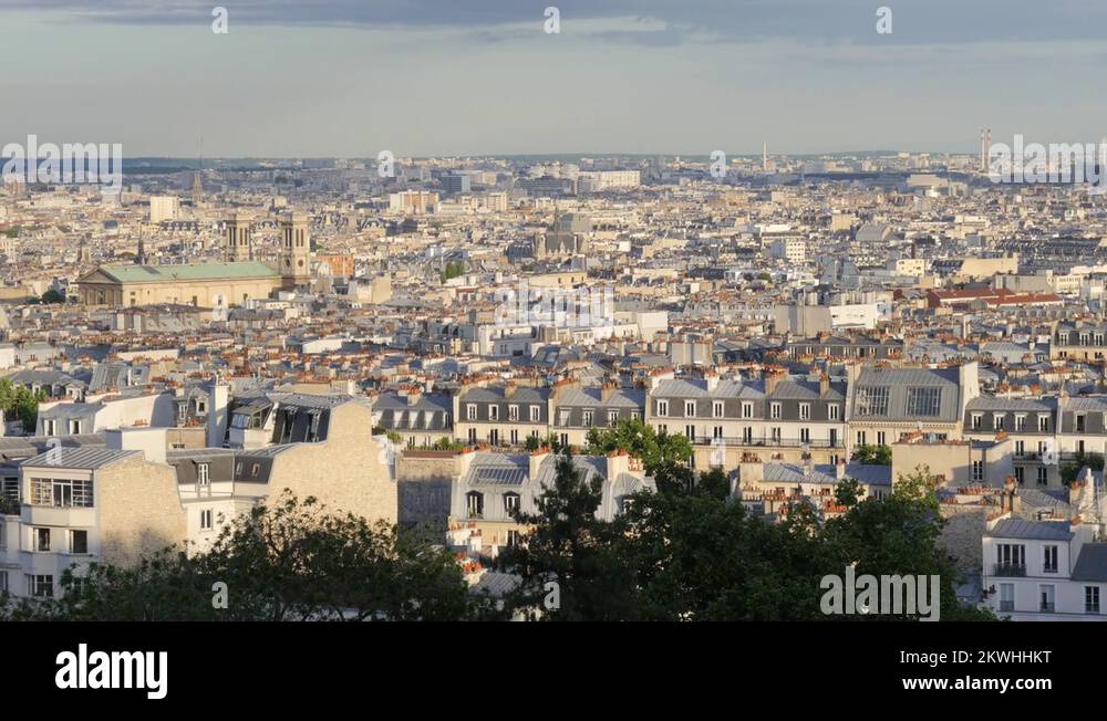 Paris panoramic landscape view city buildings roofs from the top of ...