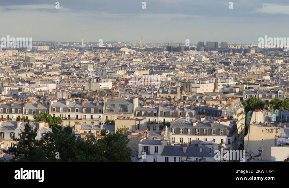 Paris panoramic landscape view city buildings roofs from the top of ...