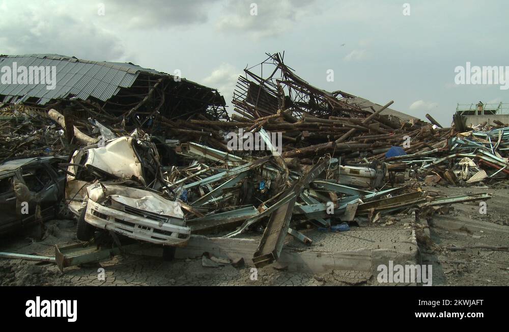 Japan Tsunami Aftermath - Crushed Car And Timber Stock Video Footage ...