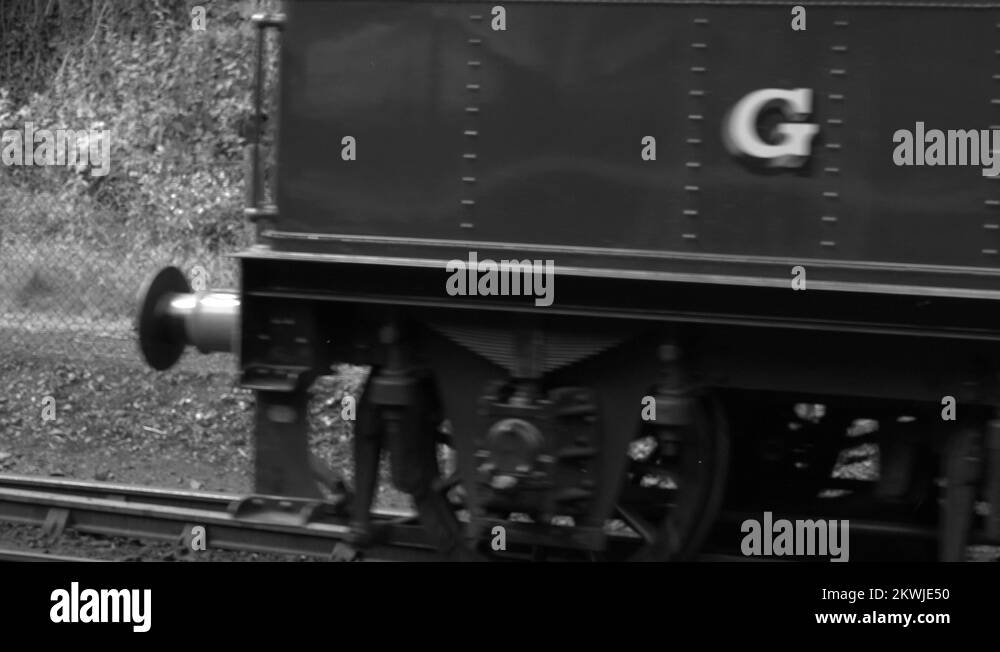 Steam Train filmed 4K black and white reverses backwards Stock Video ...