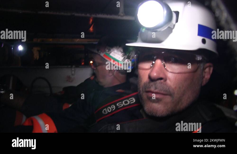 Coal Mine Employees on Mine Machinery Underground in Mine(HD) c Stock ...