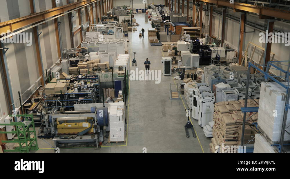 Modern plant at an heavy industrial factory. Inside of a factory ...