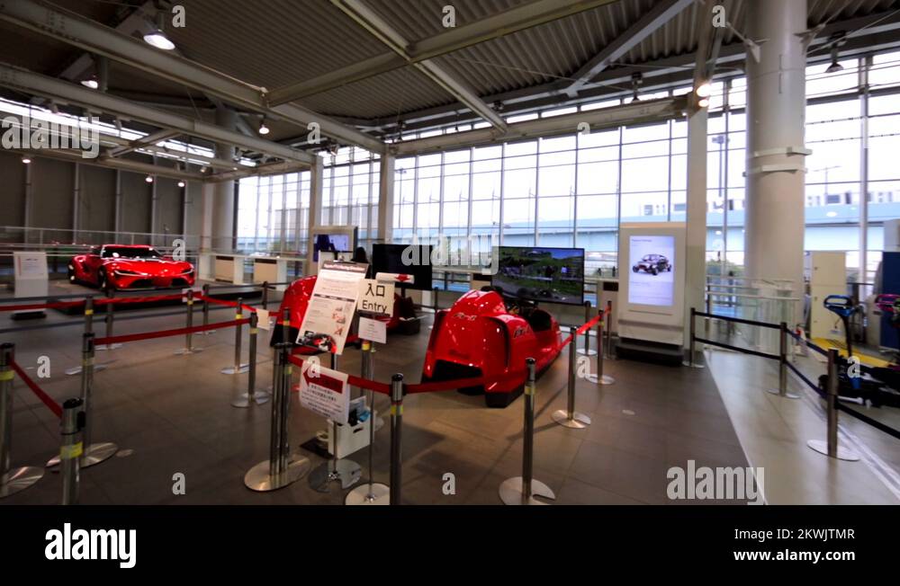Interior of hall with car simulators in Theme park Toyota Mega Web ...