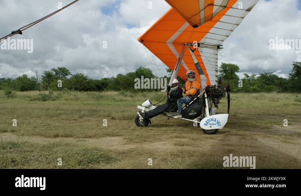 Microlight aircraft taking off for sightseeing trip above Victoria ...