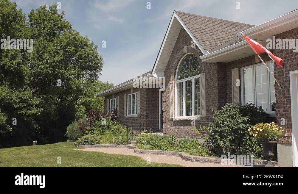 Canadian Home Exterior Modern Luxury Brick Bungalow With Canadian Flag ...