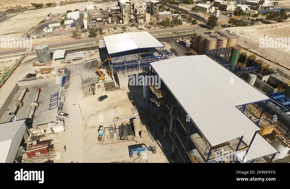 Construction site of a factory at the Negev, Israel, 1080p drone ...