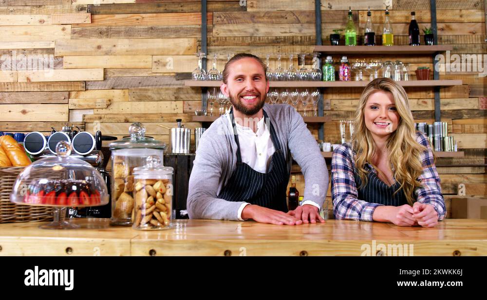 Portrait waiter waitresses standing counter Stock Videos & Footage - HD ...