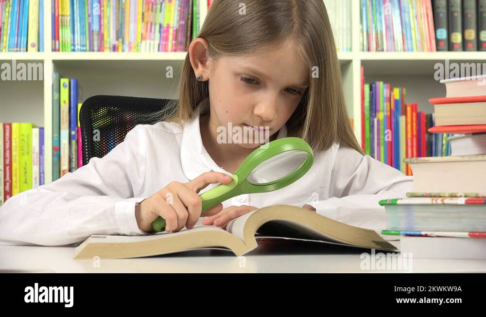 Student Child Learning, Studying at Library, School Kid Reading Book ...