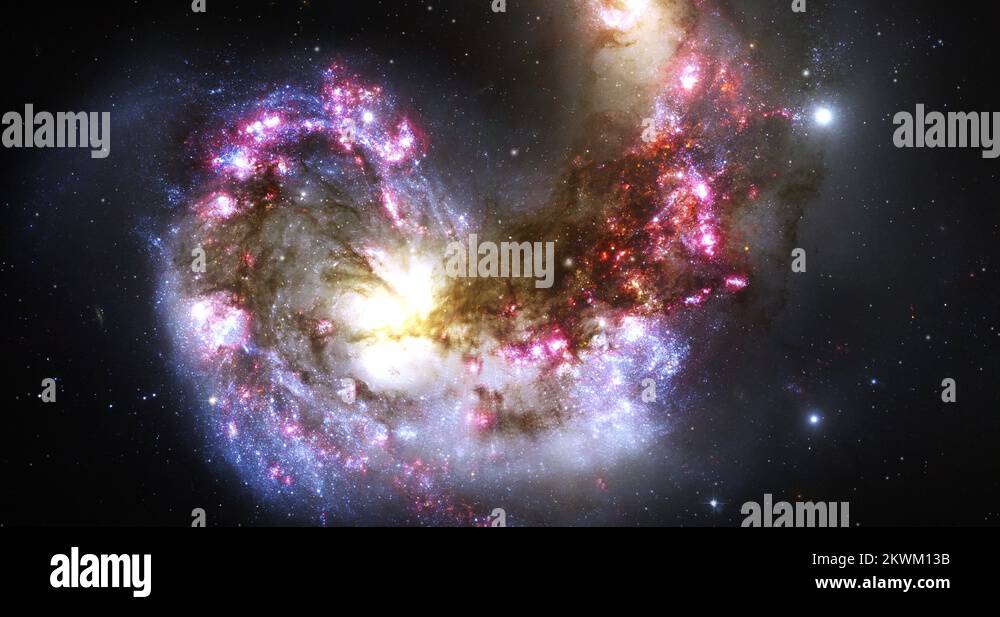 Antennae Galaxy Colorfully Spinning in Space as Stars Float By, 4K ...