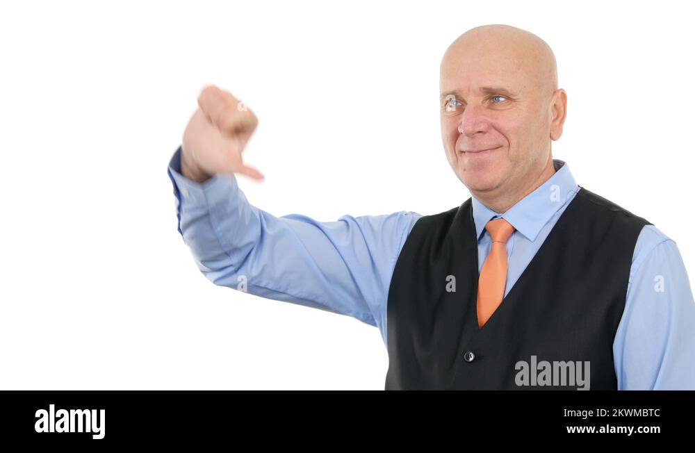 Businessman Make Finger Pointing Downward Warning Hand Gesture Stock ...