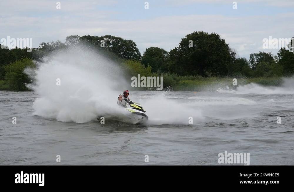 Water bike jet ski competition on river Odra in Wroclaw Poland huge ...
