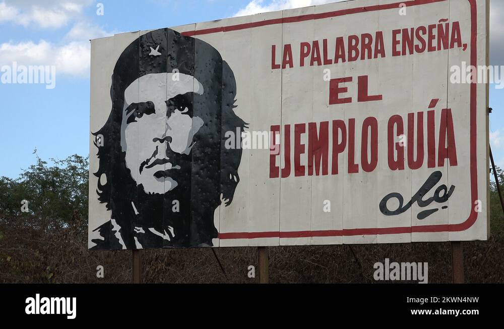Che Guevara propaganda billboard, socialism revolution Cuba Stock Video ...