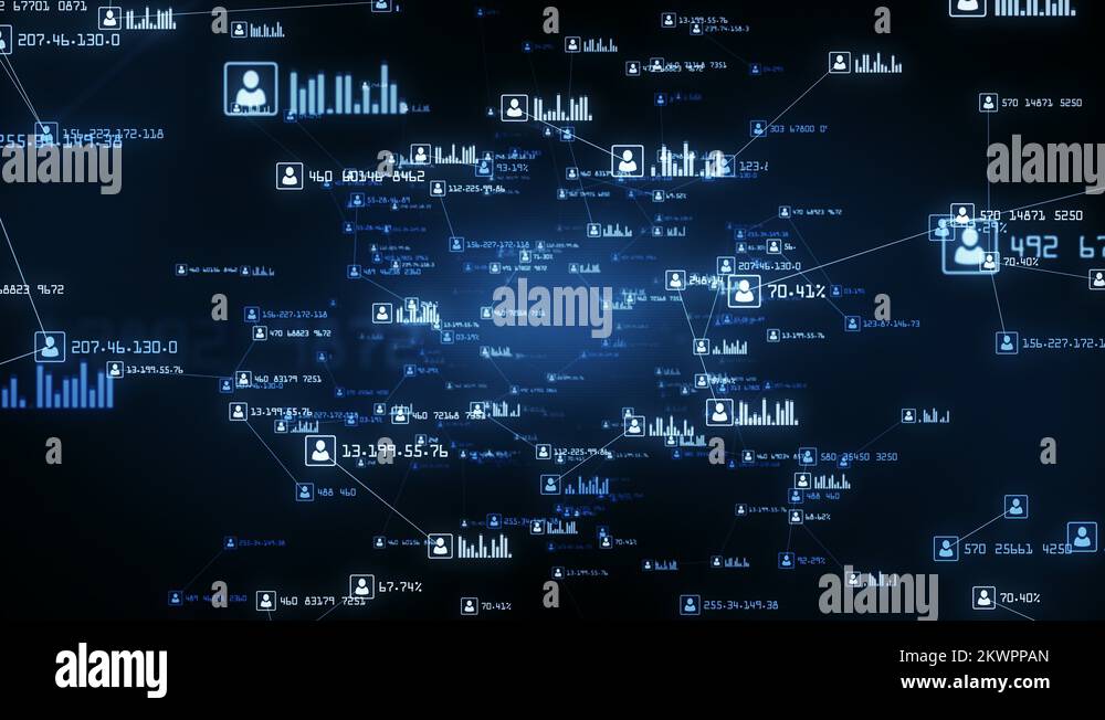 Social network and data connections. Seamless loop. Blue version. 4K ...