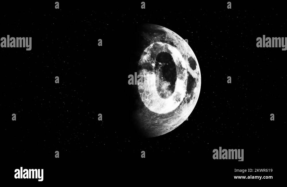 realistic moon phase countdown from 10 to 1 animation loop on star sky ...