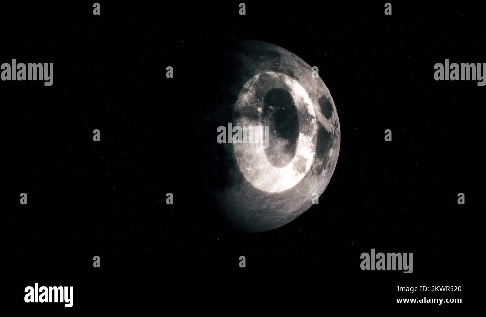 realistic moon phase countdown from 10 to 1 animation loop on star sky ...