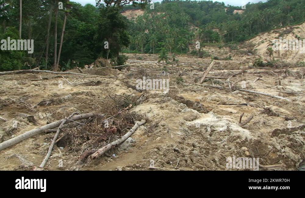 Earthquake Destruction Indonesia - Devastating Landslide Stock Video ...