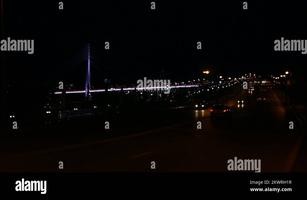 Blurred night city landscape with cars lights low key background ...