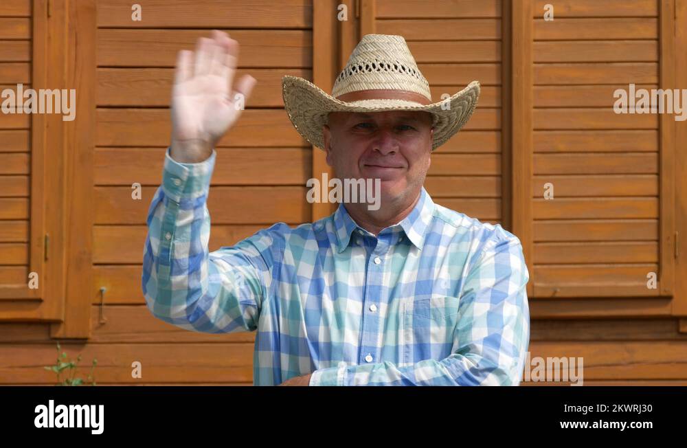 Farmer Salute Smiling and Make Welcome Gestures Hello Hand Sign Stock ...