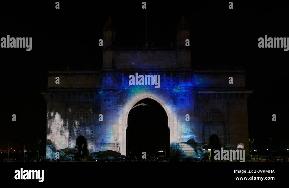 Laser show at Gateway of India,Mumbai on Independence day Stock Video ...