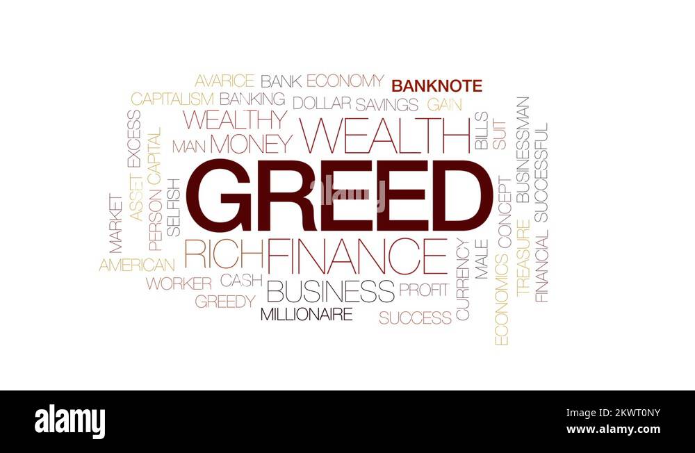 Greed animated word cloud, text design animation. Kinetic typography Stock Video Footage - Alamy