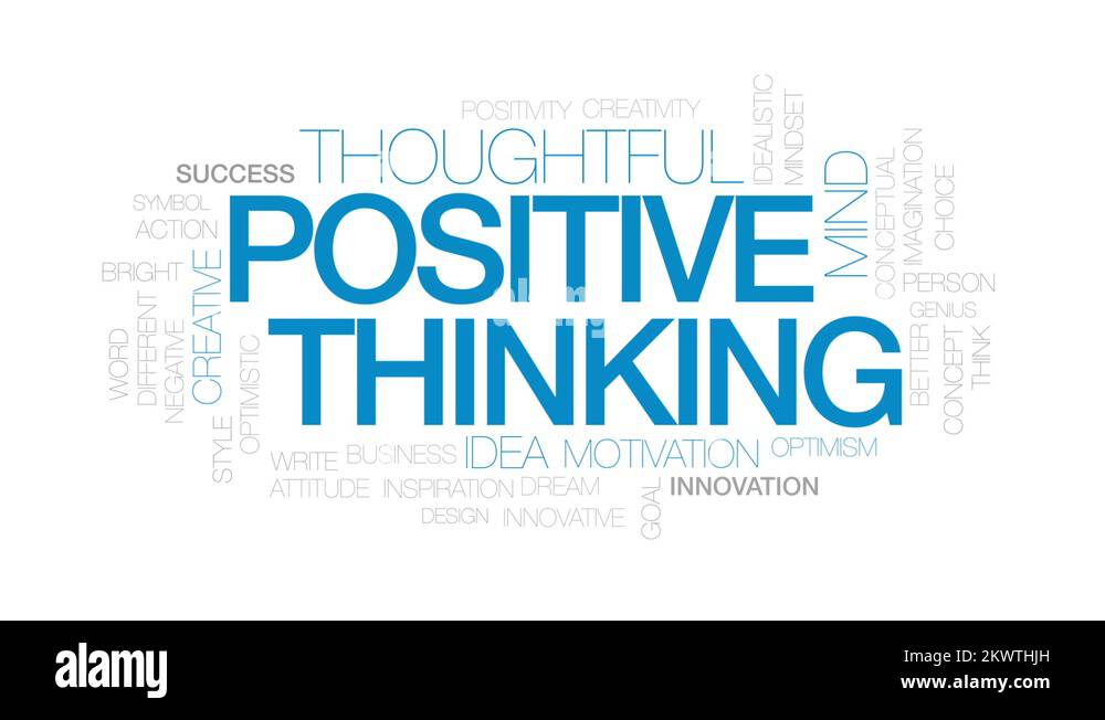 Positive thinking animated word cloud, text design animation. Kinetic ...