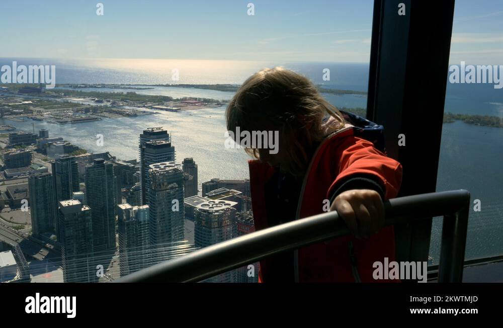 Little Girl Views Toronto's Downtown and Lake Ontario from a Bird's Eye ...