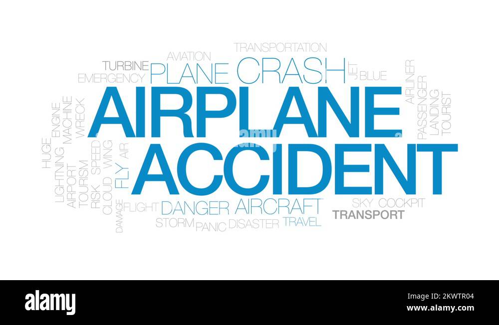 Airplane accident animated word cloud, text design animation. Kinetic ...