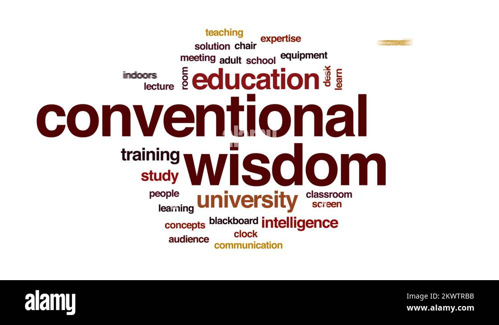Conventional wisdom animated word cloud, text design animation Stock ...