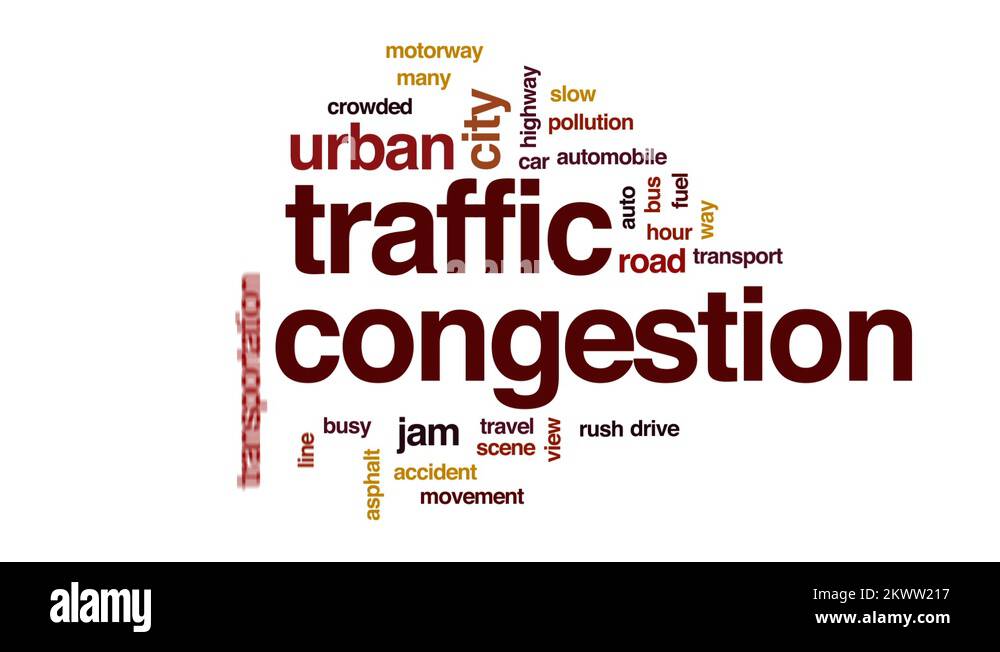 Traffic congestion animated word cloud, text design animation Stock ...