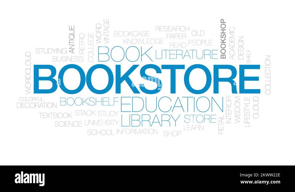 Bookstore animated word cloud, text design animation. Kinetic ...