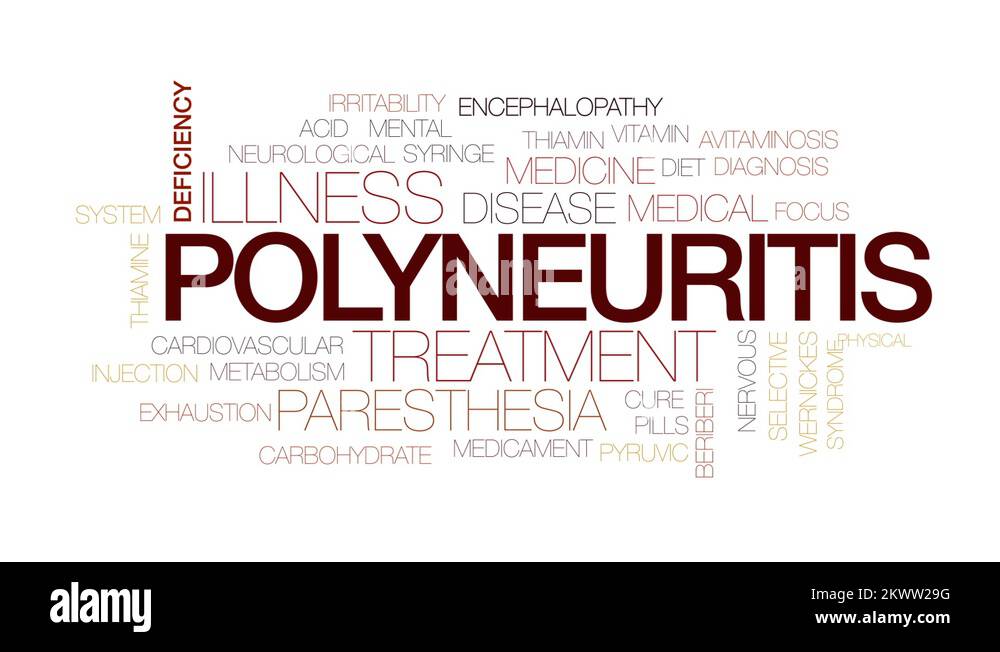 Polyneuritis animated word cloud, text design animation. Kinetic ...
