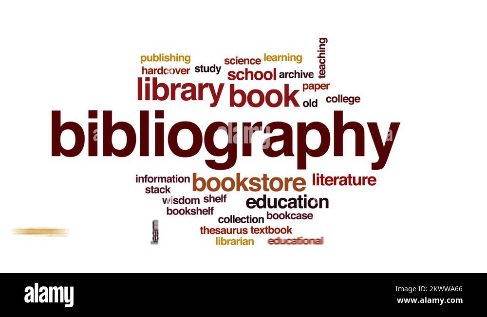 Bibliography animated word cloud, text design animation Stock Video ...