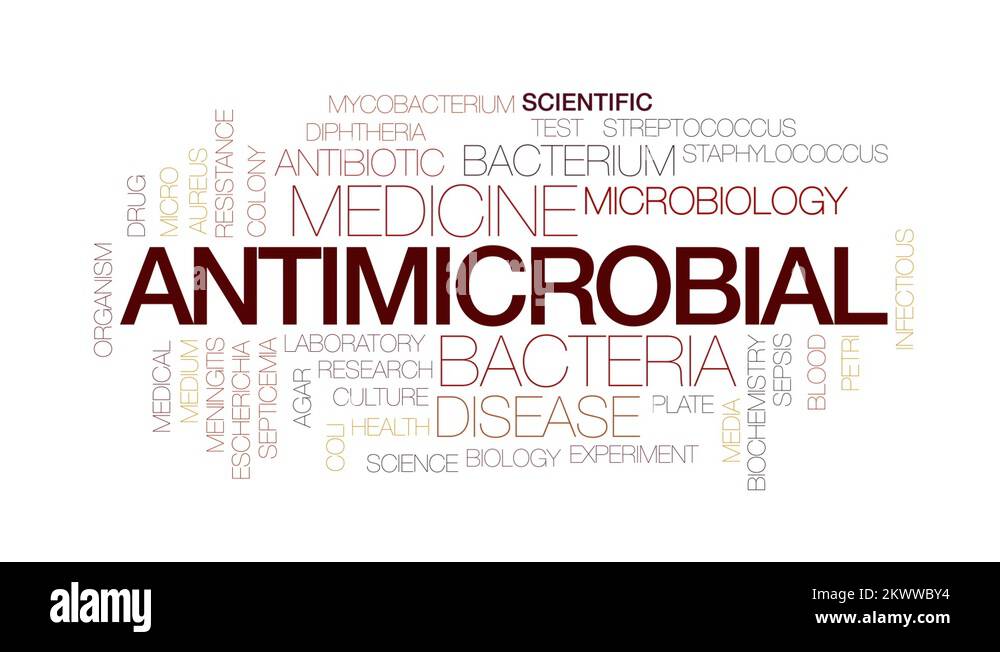 Antimicrobial animated word cloud, text design animation. Kinetic ...