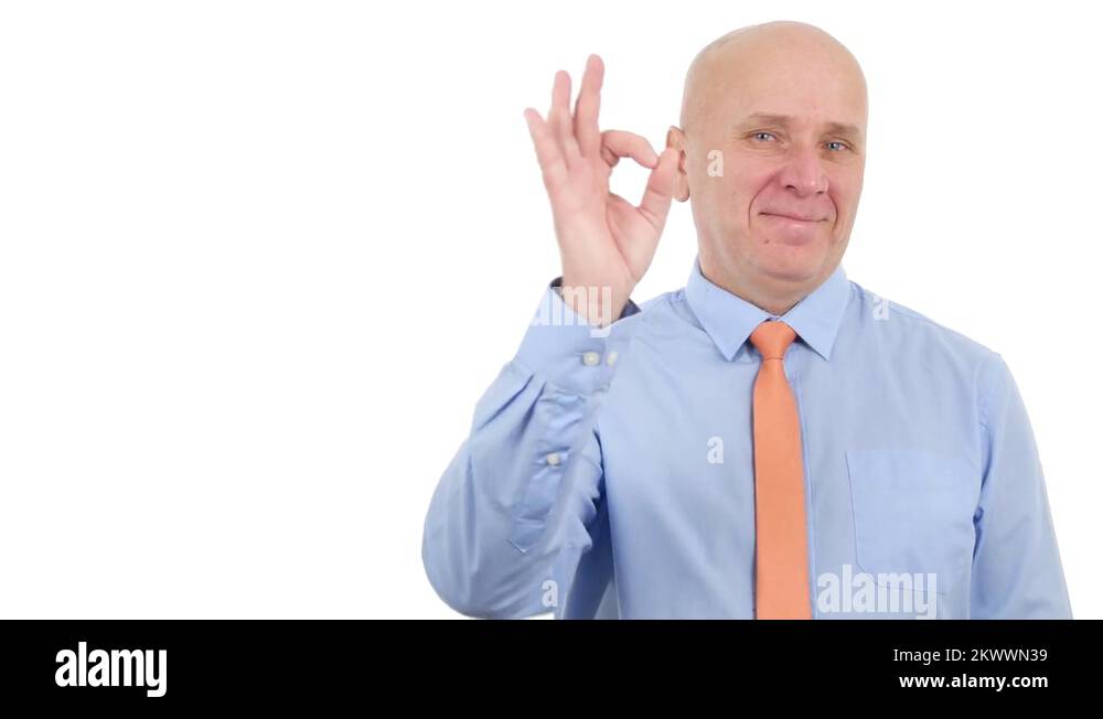 Businessman Smiling and Showing Ok Hand Sign Gestures Meaning Good Job ...
