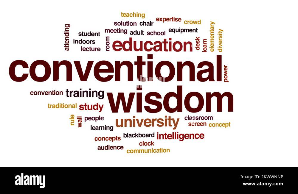 Conventional wisdom animated word cloud, text design animation Stock ...
