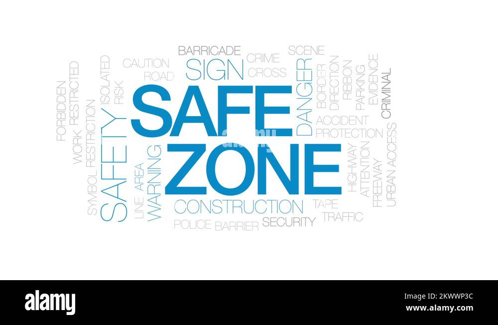 Safe zone animated word cloud, text design animation. Kinetic ...