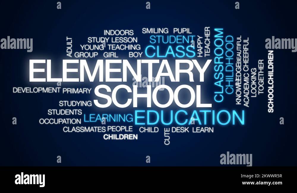 Elementary school animated word cloud, text design animation Stock ...