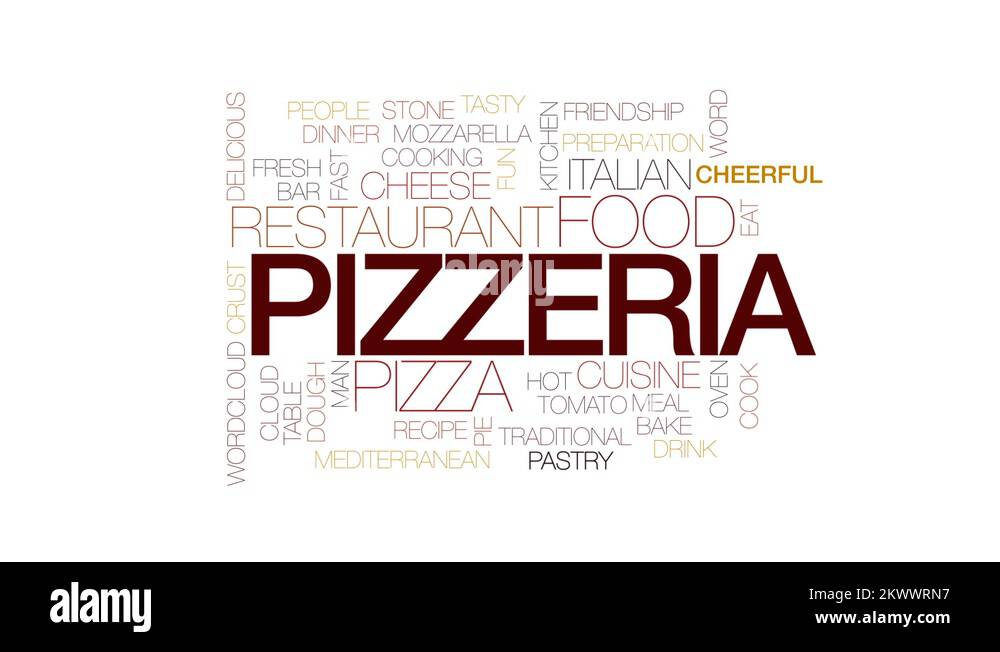 Pizzeria animated word cloud, text design animation. Kinetic typography ...