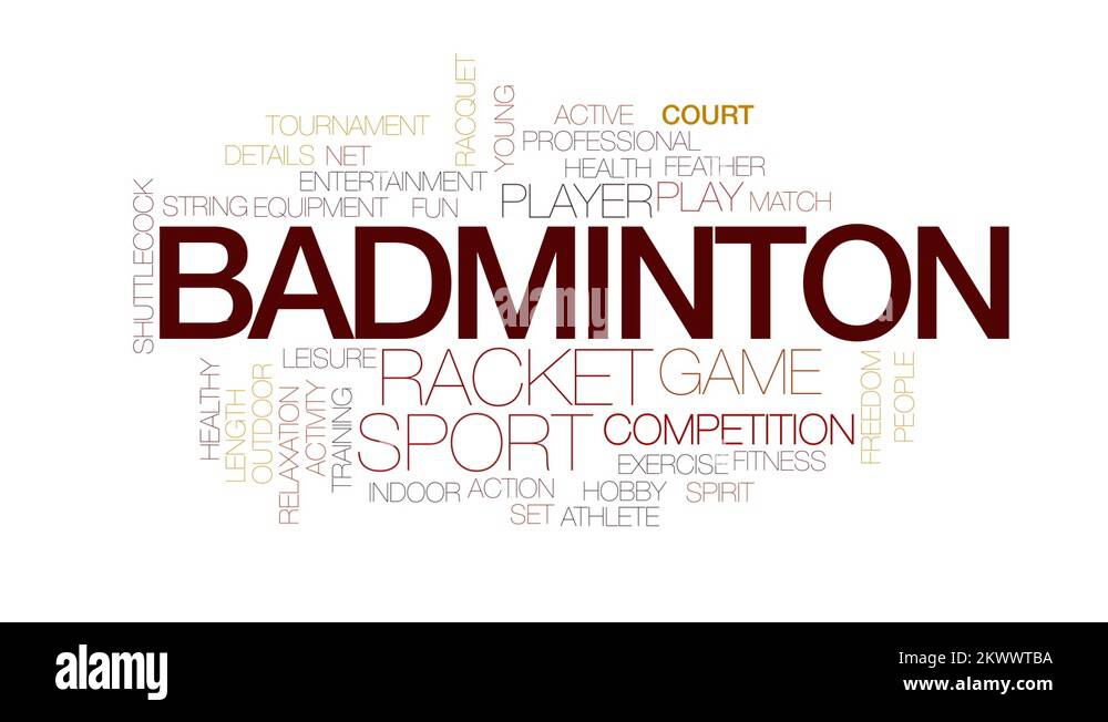 Badminton animated word cloud, text design animation. Kinetic ...