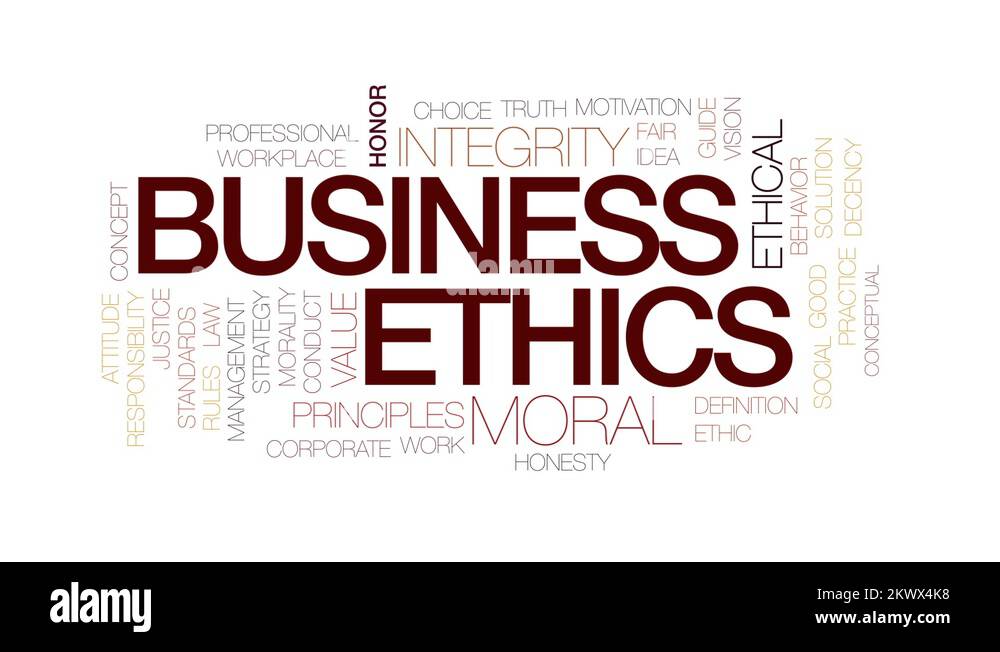 Business ethics animated word cloud, text design animation. Kinetic ...
