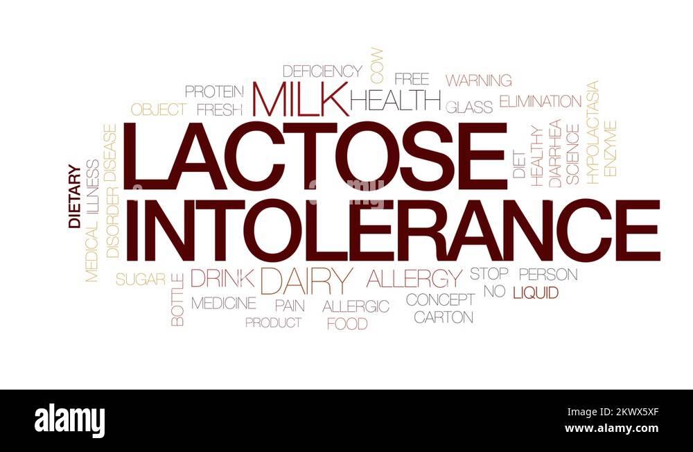 Lactose intolerance animated word cloud, text design animation. Kinetic ...