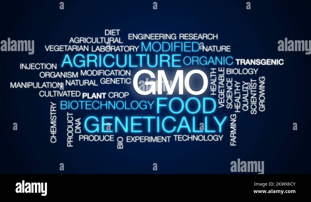 GMO animated word cloud, text design animation Stock Video Footage - Alamy