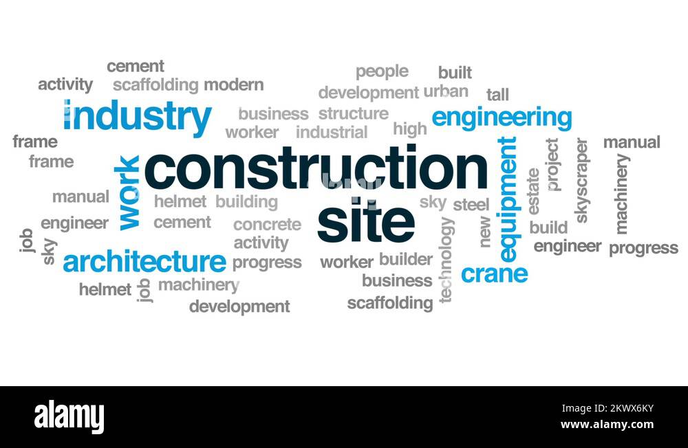 Construction site animated word cloud, text design animation Stock ...