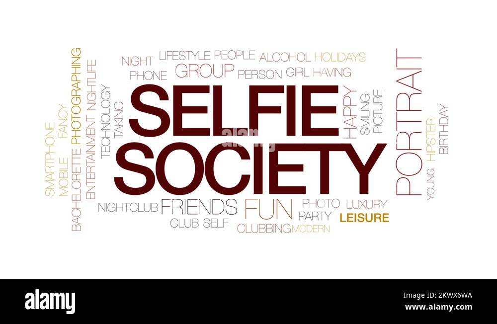 Selfie society animated word cloud, text design animation. Kinetic ...