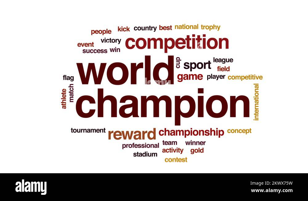 World champion animated word cloud, text design animation Stock Video ...
