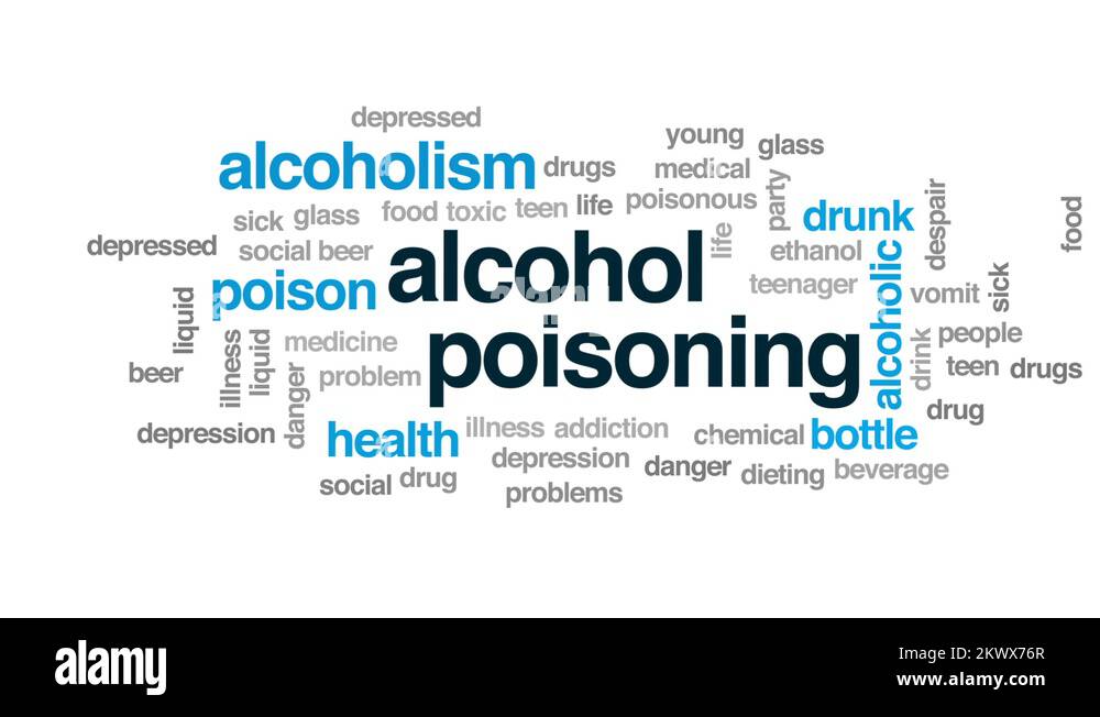 Alcohol poisoning animated word cloud, text design animation Stock ...