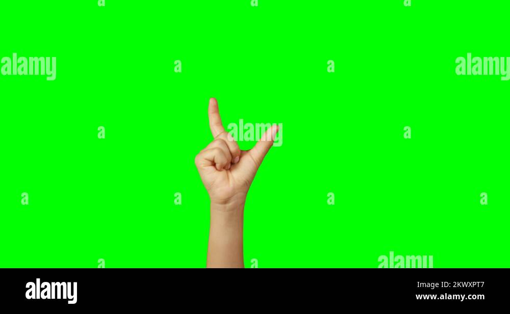 Person making hand gesture against green screen background Stock Video ...