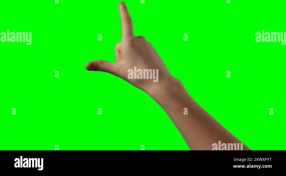 Person making hand gesture against green screen background Stock Video ...