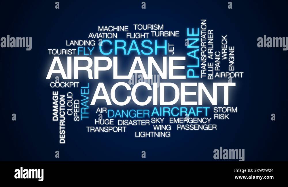 Airplane accident animated word cloud, text design animation Stock ...