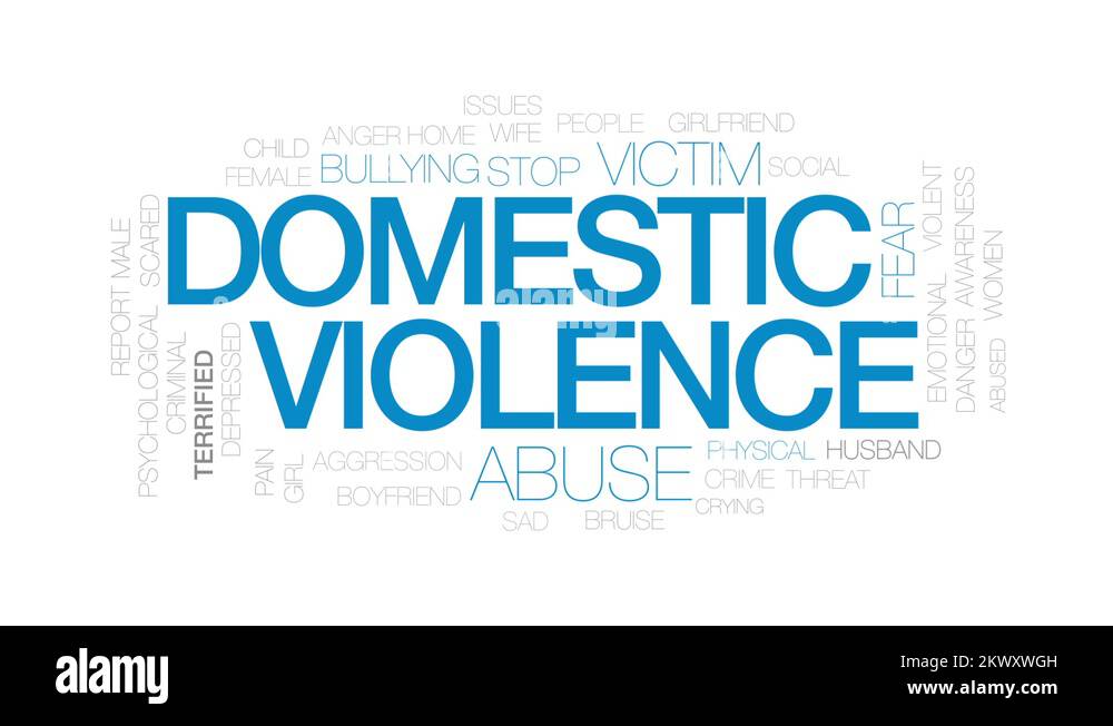 Domestic violence animated word cloud, text design animation. Kinetic ...